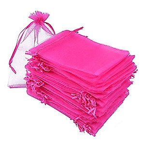 4''X6" Organza Bags,100PCS 10X15CM Drawstring Organza Jewelry Favor Pouches Wedding Party Festival Gift Bags Candy Bags (Rose)