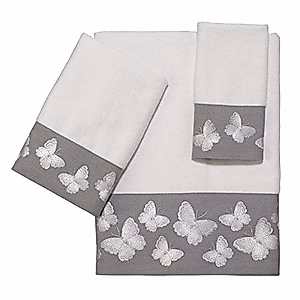 Avanti Linens - 3pc Towel Set, Soft & Absorbent Cotton Towels (Yara Collection, White)