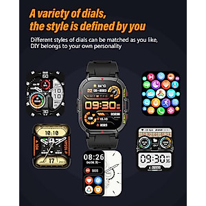 EarlySincere Smart Watch, 1.96''HD Full Touch Screen Bluetooth Call Outdoor Sports Watches with Waterproof Dust-Proof, Activity Fitness Tracker Blood Oxygen Sleep Monitor Pedometer for iOS Android
