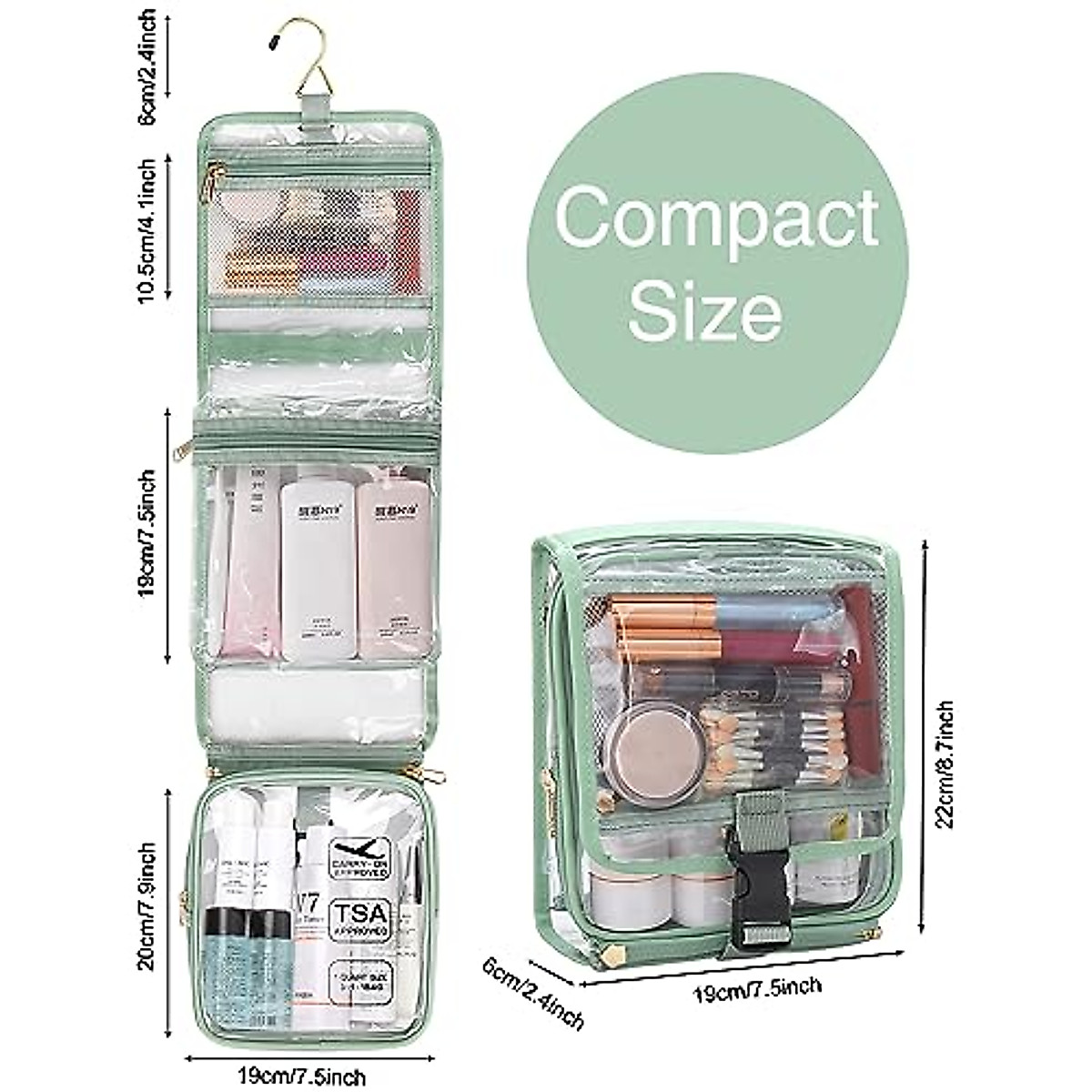 Clear Travel Bag with Tsa Approved Toiletry Bag Hanging Toiletry Bag for Women Makeup Bag Small Hanging Toiletry Bag for Men Toiletry Bags for Traveling Women Toiletries