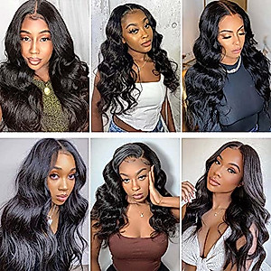 SHUQISH Lace Front Wigs Human Hair Wigs For Black Women Glueless Body Wave 4x4 Lace Closure Wigs Human Hair 150% Density Brazilian Virgin Hair Pre Plucked With Baby Hair Natural Color (22 Inch)