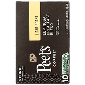 Peet's Coffee Colombia Luminosa Light Roast Coffee K-Cup Coffee Pods (10 Count)