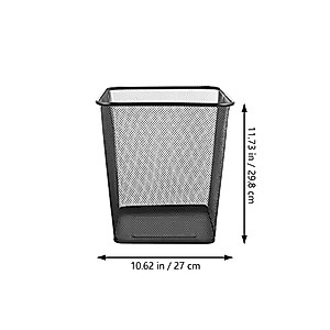 Metal Trash Bin Square Metal Wire Mesh Waste Basket Garbage Trash Can Mesh Waste Paper Bin Waste Basket for Kitchen Home Office Dorm Room Living Room Desk Bedroom L