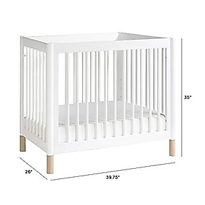 Babyletto Gelato 4-in-1 Convertible Mini Crib in White and Washed Natural, Greenguard Gold Certified