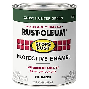 Rust-Oleum 7738502-2PK Stops Rust Brush On Paint, 1 Quarts (Pack of 2), Gloss Hunter Green, 2 Can