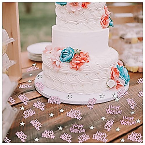 Andiker Table Confetti, 60g Happy Birthday Confetti Metallic Table Scatter for Birthday Party Decoration (Pink Gold)
