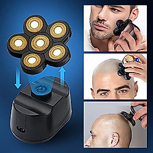 Replacement Head for Electric Shaver Mens Electric Razor Head 6D - Close Head Shavers for Men Replacement Head - Wet & Dry Bald Shavers Blades Waterproof Shavers Replacement Blades Head（Gold）