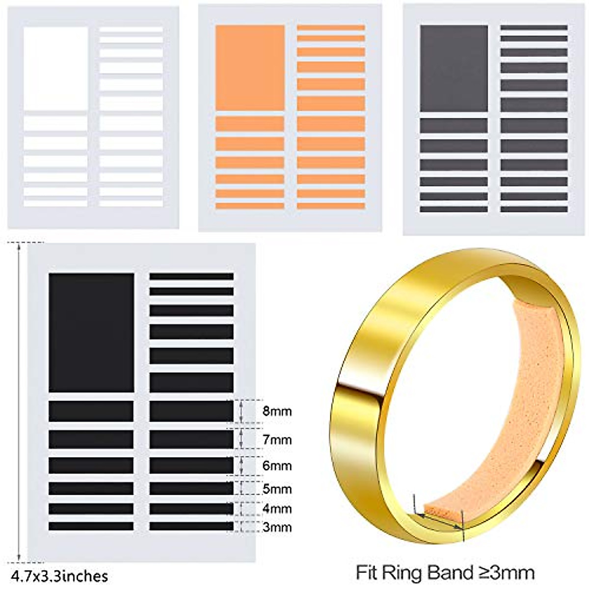 Chuangdi 8 Sheets/ 152 Pieces Invisible Ring Sizer Adjuster Ring Spacer Ring Guards for Women Loose Rings, 2 Kinds of Thickness