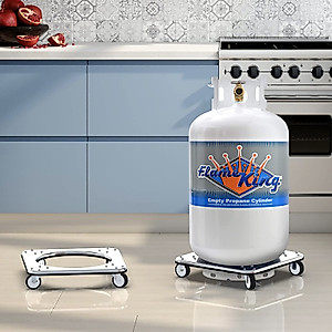 KOBSAINF 304 Movable Propane Cylinder Base,Propane Tank Stand Dolly with Brake Wheel,5-30ib Gas Cylinder Fixed Shelf for Cylinder Consignment and Stationary Storage,Used to Carry Buckets