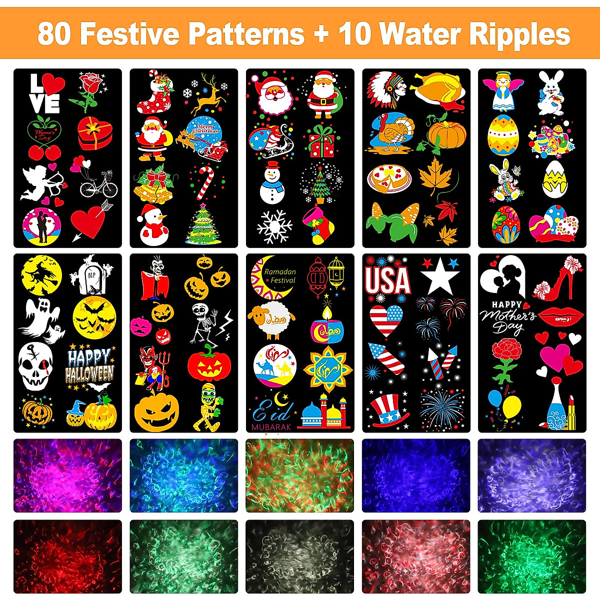 FLITI Mothers Day Projector Lights 2024 Upgrade, Mother's Day Gifts Party Decoration, 8 Themes Holiday Projector Light Show Outdoor