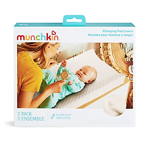 Munchkin® Diaper Changing Pad Covers, 2 Pack, White – Fits Standard Contoured Changing Pads