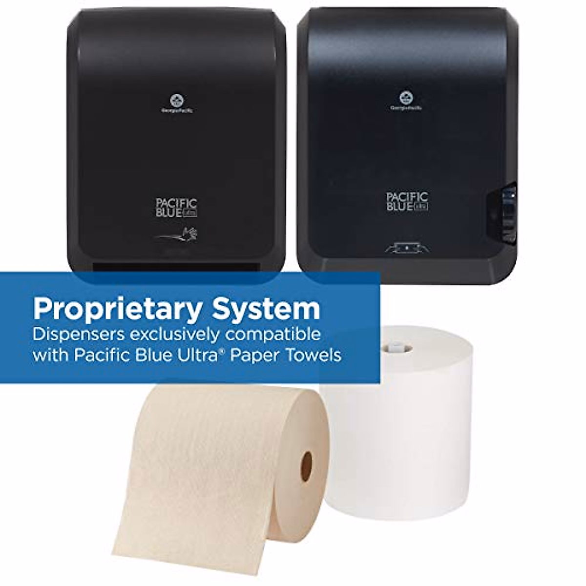 Georgia-Pacific 26490 Blue Ultra 8" High-Capacity Recycled Paper Towel Roll, White, Pack of 1150