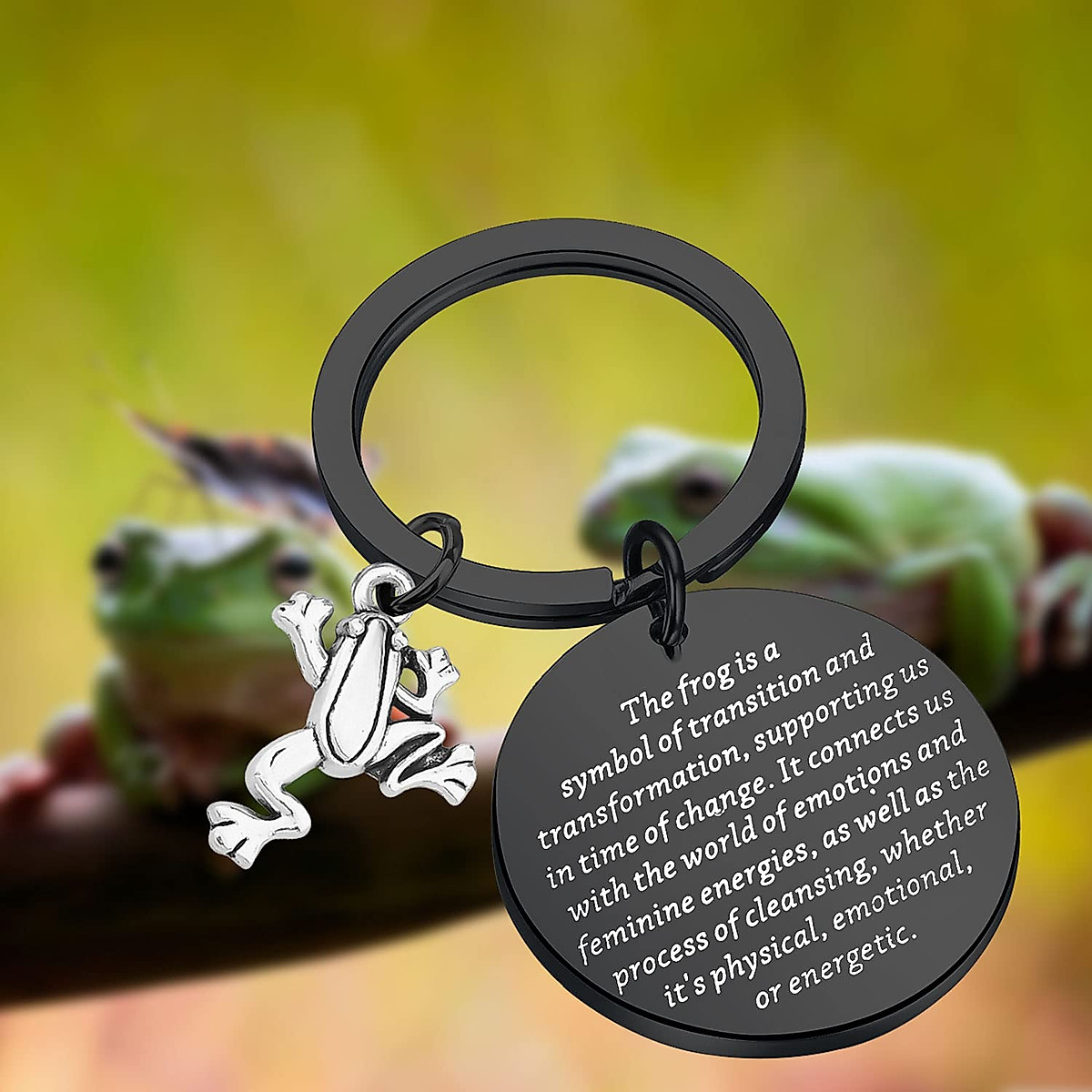 ENSIANTH Frog Keychain Frog Lover Gift Frog Jewelry Animal Lover Gift Inspiration Gift for Friend (Frog Keychain Black)
