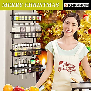 KAFAHOM Magnetic Spice Rack for Refrigerator, 4 Pack Spice Racks Organizer, Magnet Spice Rack Saves Space in Fridge, Kitchen Spice Storage Rack,Black