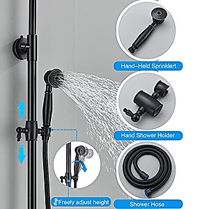 Senlesen Outdoor Shower Fixture Combo Set Oil Rubbed Bronze 8 Rainfall Shower Head Wall Mount 2 Dual Function