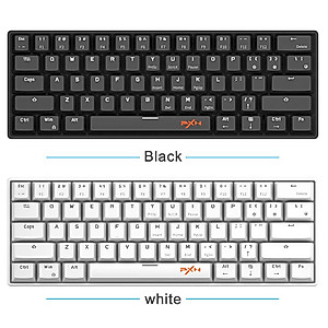 PXN K30 60% Mechanical Keyboard Wireless Mobile Gaming Keyboard Backlit Wired LED Mini Compact Keyboards Compatible with Android PC Laptop (Black)