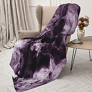 Purple Skull Soft Throw Blanket All Season Microplush Thick Warm Blankets Tufted Fuzzy Flannel Throws Blanket for Bed Sofa Couch 80"x60"