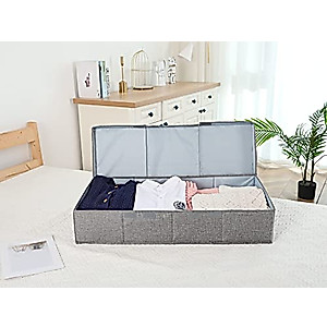 ohihuw Large Underbed Storage Bins With Lids, Foldable & Stackable Storage Drawer Organizer, Upgraded Cotton & Linen Storage Basket (Black)