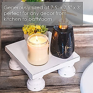 Decorative Riser Pedestal display stand, Display bathroom and home décor, risers for display of farmhouse kitchen decor, wood riser tray (White Feet)