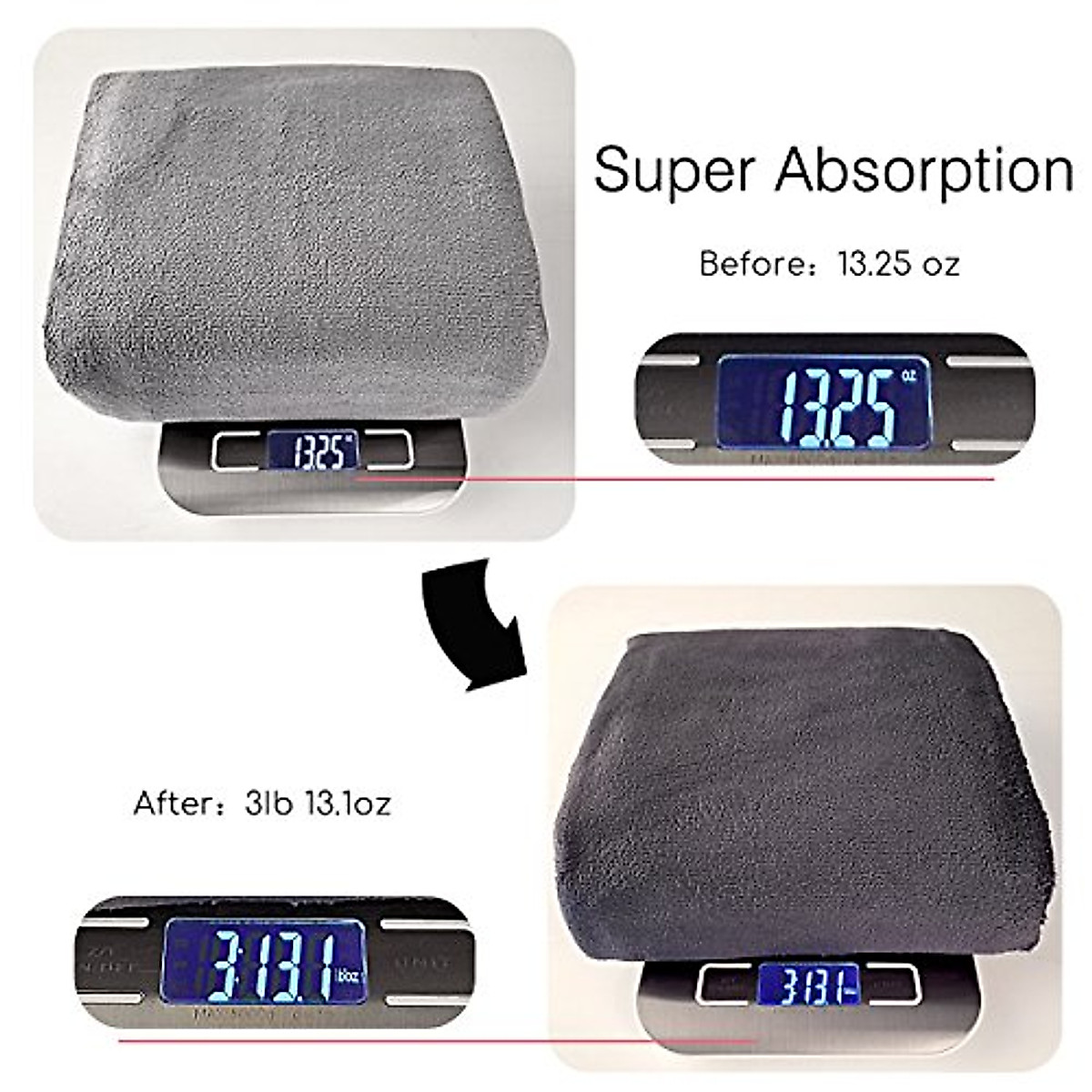 JML Microfiber Bath Towel Sets (6 Pack, 27" x 55") -Extra Absorbent, Fast Drying, Multipurpose for Swimming, Fitness, Sports, Yoga, Grey 6 Count