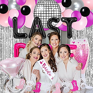 READIGO Hot Pink Babe Girl Last Ride Bachelorette Party Decorations, Space Cowgirl Nashville Bachelorette Balloons Garland, Bridal Sash, Last Disco Rodeo Bridal Shower Party Backdrop