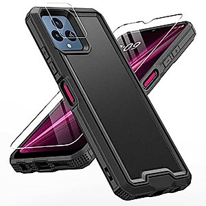 LEKEVO for REVVL 6 5G / REVVL 6X 5G Phone Case, with Screen Protector & Camera Lens Cover, Heavy Duty Dual Layer Phone Case, Military Grade Drop Proof Rugged Protective Shell (Black)