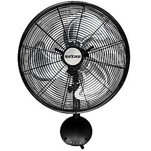 Hurricane Wall Mount Fan - 16 Inch, Pro Series, High Velocity, Heavy Duty Metal Wall Mount Fan for Industrial, Commercial, Residential, and Greenhouse Use - ETL Listed, Black