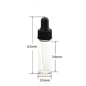 Clear Glass Essential Oil Bottle,1 Dram (4ml) 15 Pack,Glass Eye Dropper Refillable Essential Oil Vials Perfume Sample Test Bottle With Pure Dropper Tubes&Black Screw Cap Travel Cosmetic Container