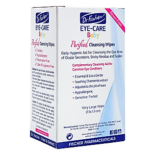 Dr. Fischer Premium Baby Eyelid Wipes, 60 Count, Pre-moistened, Hypoallergenic, Non-Irritating, Rinse Free, Pediatrician Recommended