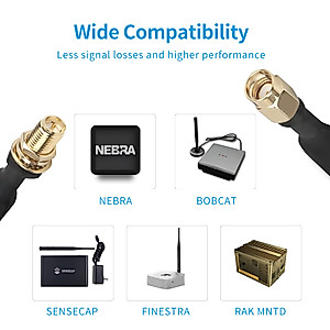 nelawya LoRa Flat Cable RP-SMA Male to RP-SMA Female Window and Door Feed Thru Coaxial Cable Extension Adapter for LoRa WiFi LoRaWan Antenna Bobcat Nebra RAK Helium Hotspot HNT Miner Mining Antenna