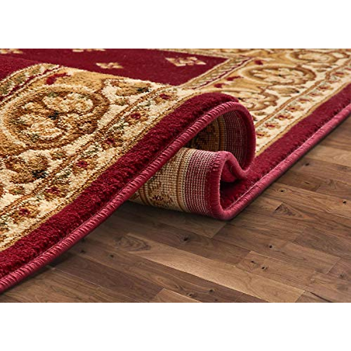 Noble Palace Red French European Formal Traditional Rug ( 2'3" x 7'3" Runner ) Easy to Clean Stain Fade Resistant Shed Free Modern Contemporary Floral Transitional Soft Living Dining Room Rug