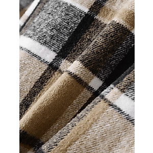 ZAFUL Men's Long Sleeve Flannel Plaid Shirt Jacket Casual Button Down Shacket Jackets (Coffee S)