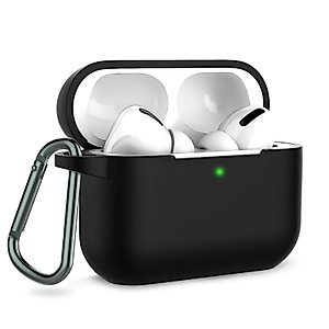 AirPods Pro Case Cover, Coffea Protective Silicone Case with Keychain for Apple AirPod Pro, Black [US Patent Registered]