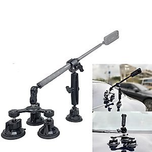 Fotoleey Heavy Duty Outside 4 Suction Cups 360 Camera Car Mount Kit for Insta360 X3/X2/One RS Compatible with GoPro Max, Hero 12/11/10/9/8 More Stable, Adjustable (Stick is not Included)