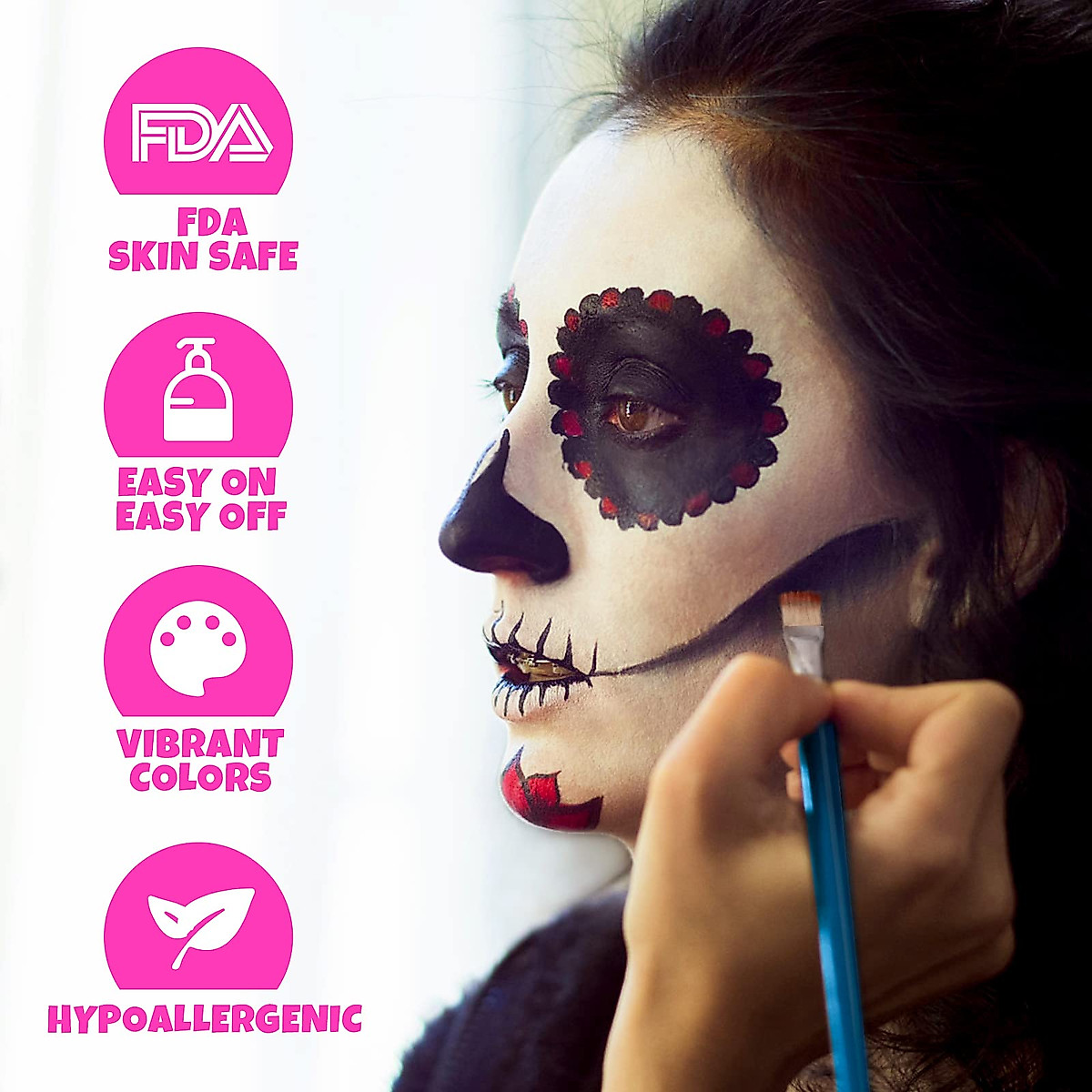 COVACURE Face Paint Kit for Kids - 22 Vibrant colors and 160-piece Kit for Face Painting, Non-Toxic & Hypoallergenic Face Painting Kit for Halloween Makeup, Cosplay, Carnivals and Stage Performance