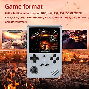 Cawevon RG351V Handheld Game Console, 3.5 Inch IPS Screen Portable Game Console 2521 Gaming, Plug and Play Video Game Supports Double TF Extend 256GB (White 64G)