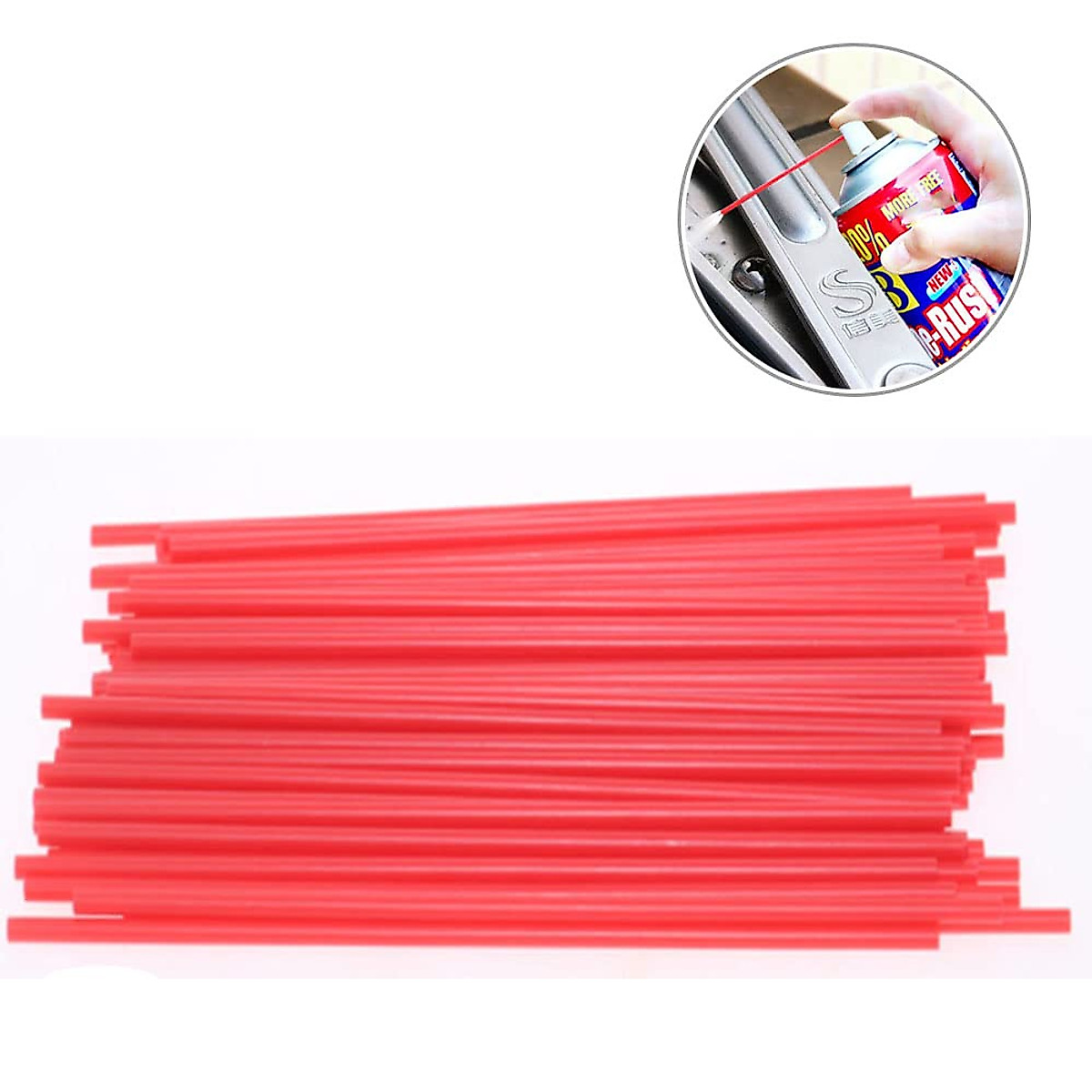 200 Pieces Spray Can Straws,Plastic Replacement Spray Can Extension Straw (Red)