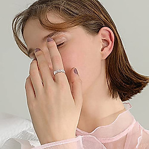 PRAYMOS Dog Paw Rings for Women S925 Sterling Silver Cute Cat Puppy Paw Print Ring Stackable Ring Pet Jewelry Gifts Size 5-11 (9)