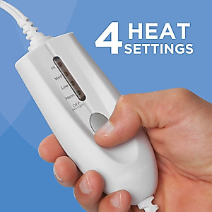 HealthWise Deluxe Extra Large 12” x 24” Heating Pad with Moist & Dry Heat | Four-Heat Settings | Soothing Warm Relief