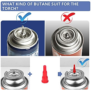 Sondiko Butane Torch, Dual Adjustable Flame Size Butane Torch Lighter, Mini Blow Torch, Refillable Blow Torch with Continuous Flame Lock for Creme Brulee, Cooking (Butane Gas Is Not Included)