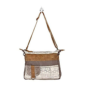 Myra Bag Tribe Strip Upcycled Canvas & Cowhide Leather Bag S-1210
