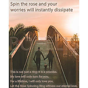 Fidget Spinner Rings for Anxiety for Women - 925 Sterling Silver Sunflower/Rose/Daisy Promise Bands Relieving Stress Jewelry Anti Anxiety Gifts for Couples Women (Rose, 7)