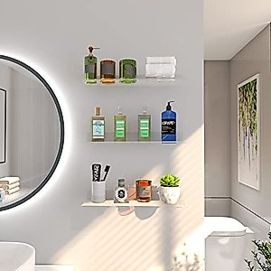 Clear Acrylic Shelves, Floating Wall Mounted Shelf for Bedroom, Living Room, Bathroom, Display Shelf (3 Packs)