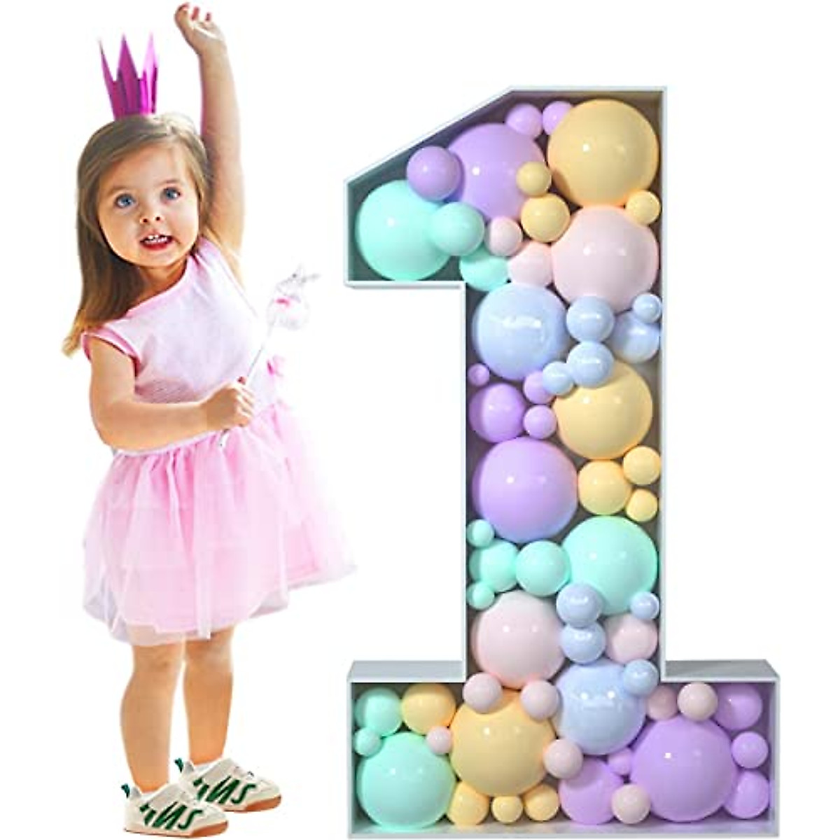 imprsv 3FT Mosaic Numbers for Balloons, Balloon Mosaic Number Frame, Marquee Number 1, One Balloon for First Birthday, 1st Birthday Decorations, First Anniversary Decor, Large Cardboard Numbers