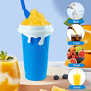 Slushy Cup, 2PCS 500ml Magic Slushy Maker Cup TIK TOK Quick Frozen Magic Cup Double Layers Slushie Cup Portable Quick Frozen Smoothies Squeeze Cooling Cup