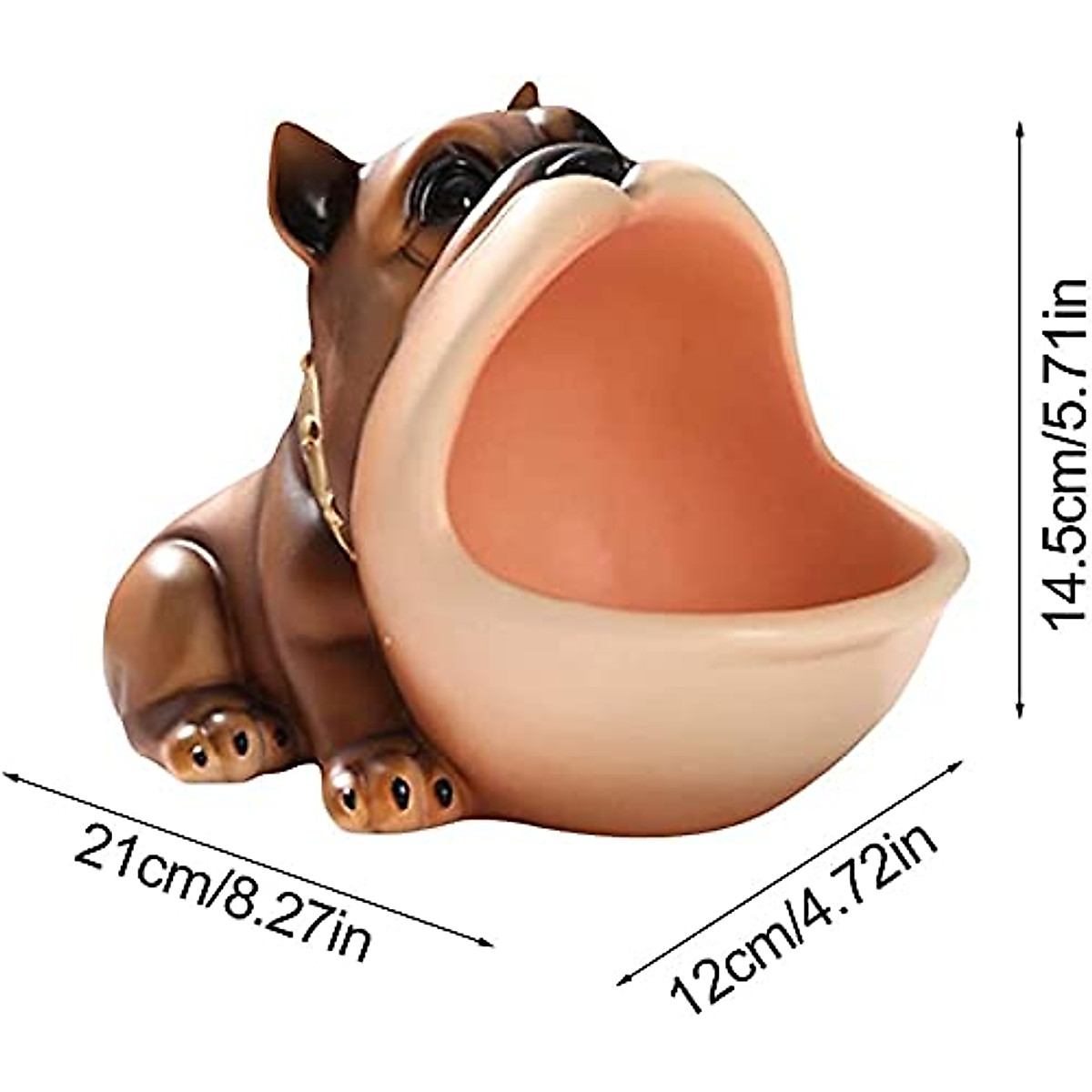 Lantsang Jewelry Organizer Tray, Dog Big Mouth Key Storage Bowl for Entryway Home Table Decoration Sundries Container Key Jewelry Watch Candy Cookies (Brown)
