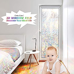 CottonColors Window Privacy Film Decorative Clings 3D Decals Static Stickers No-Adhesive Sliding Door Glass Films UV Blocking for Home, 17.7x78.7 Inch