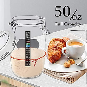 Sourdough Starter Jar Kit, 50 Oz DIY Sourdough Starter Jar with Thermometer, Chalkboard Marker, Sticker, Cable Tie, Brushes - Reusable Sourdough Jar Kit, Use for Home Bakery & Dry Food Storage