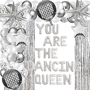 130 Pcs Dancing Queen Bachelorette Party Decorations Silver You are the Dancing Queen Balloons Disco Bachelorette Balloons Garlands Arch Kit for Bridal Show Wedding Party Supplies Decorations