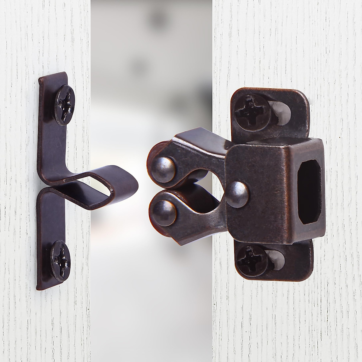 HOMOTEK 12 Pack Double Roller Cabinet Catches for Cupboard Closet,Dual Roller Cabinet Latches, Retro Cabinet Lock Cabinet Fastener, Cabinet Holder,Cabinet Clasp for Kitchen(Antique Copper)